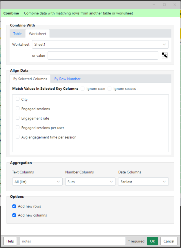 Combine | Analytics Edge Help